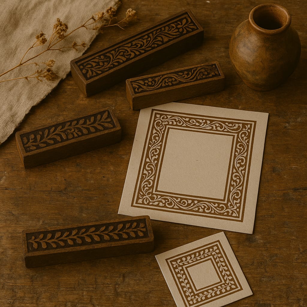 Indian Wooden Printing Blocks – Borders & Corners for Art and Craft ...